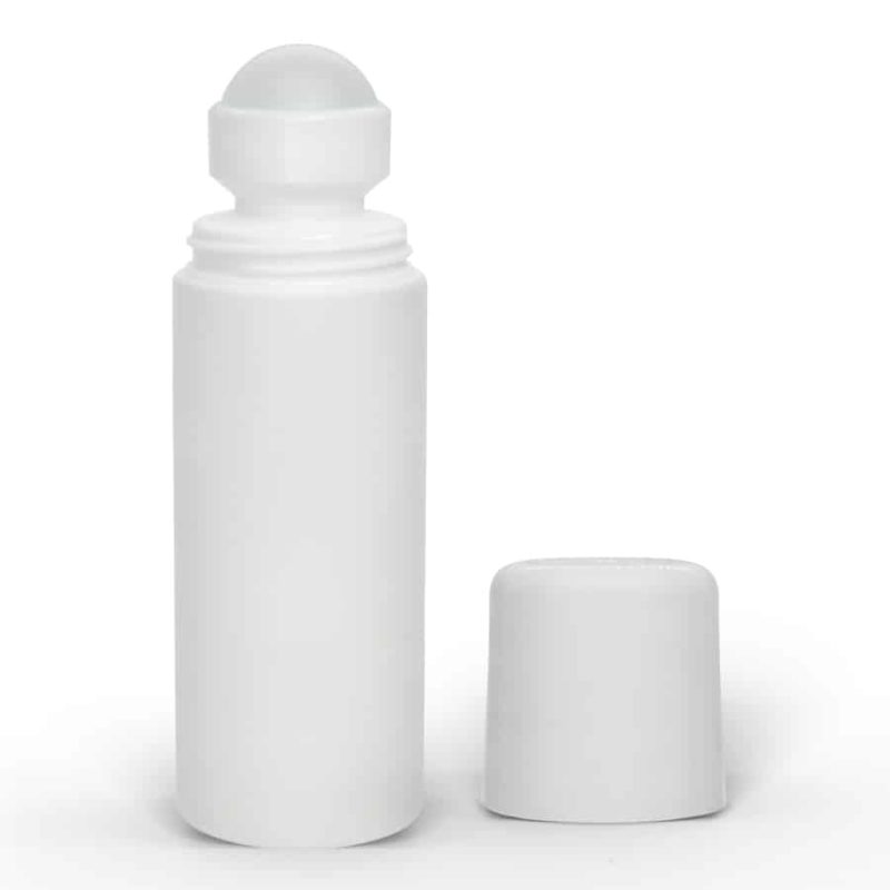 2 oz White Roll On Deodorant Bottle with Round Edge Cap